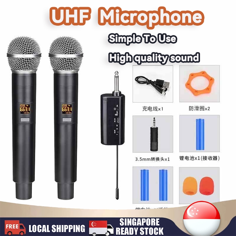 【SG】2 In 1 UHF Wireless Microphone Karaoke Dual Handheld Dynamic ...