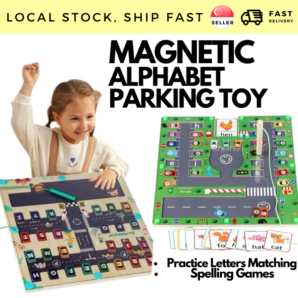 🇸🇬 Local Stock🇸🇬 Alphabet Car Parking Game Maze Magnetic Puzzle Letters ...
