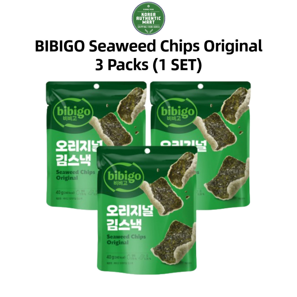 BIBIGO Premium Seaweed Chips 3 Packs, 1 SET, Korean Popular Seaweed ...
