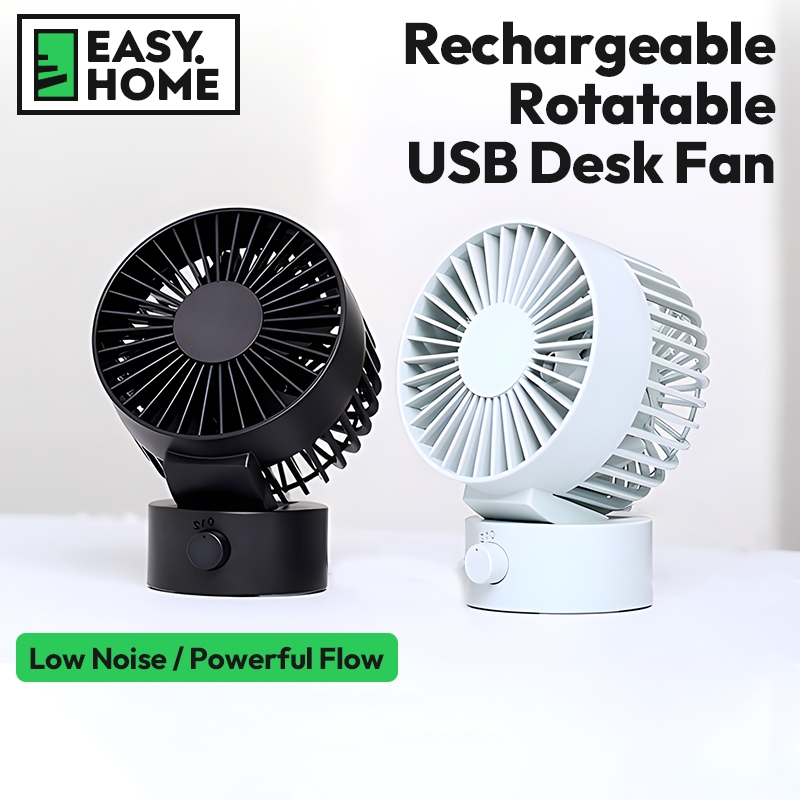 [SG Stock] USB Rechargeable Table Fan Portable Mini Desk Fan Rotatable ...