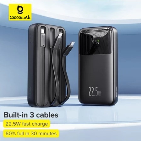 Portable power bank 20000mAh PD 22.5W 20W fast power bank three wire ...