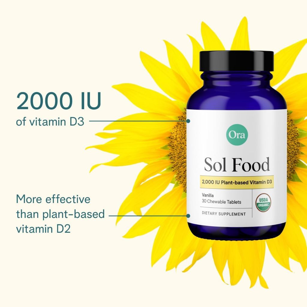 Ora Organic Sol Food Plant-based Vitamin D 30 tablets- Organic Vit D3 ...