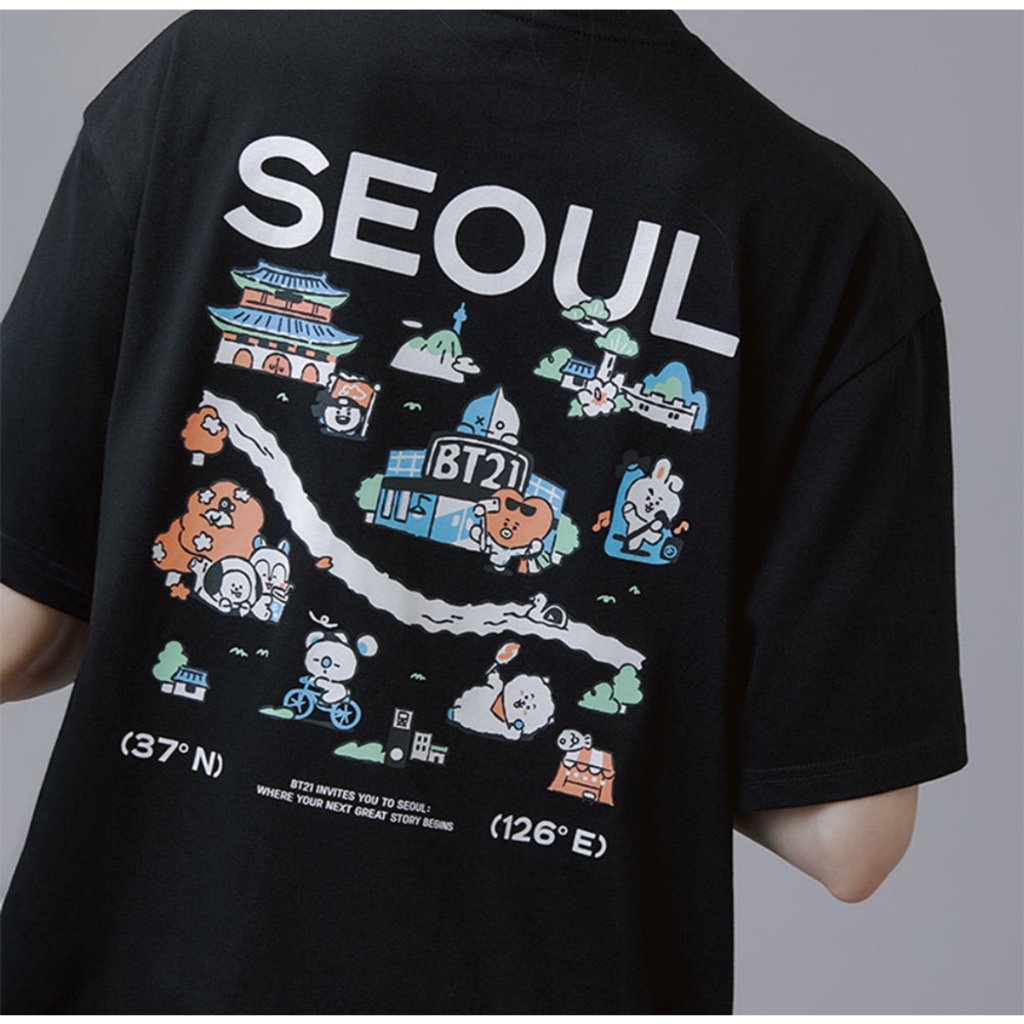 BT21 SHORT SLEEVE T-SHIRTS SEOUL EDITION ver.1 (BLACK) | Shopee Singapore