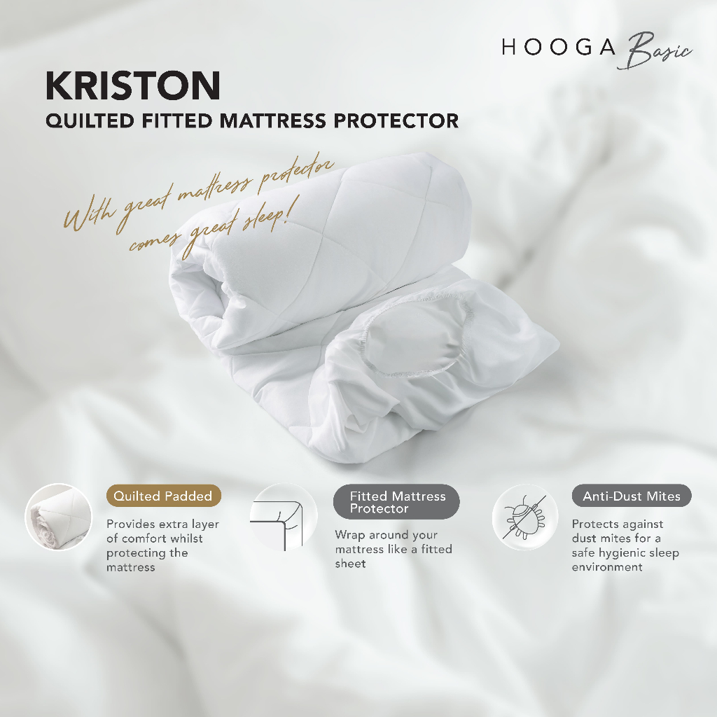 Hooga Basic KRISTON Quilted Fitted Mattress Protector | Anti Dust Mite ...
