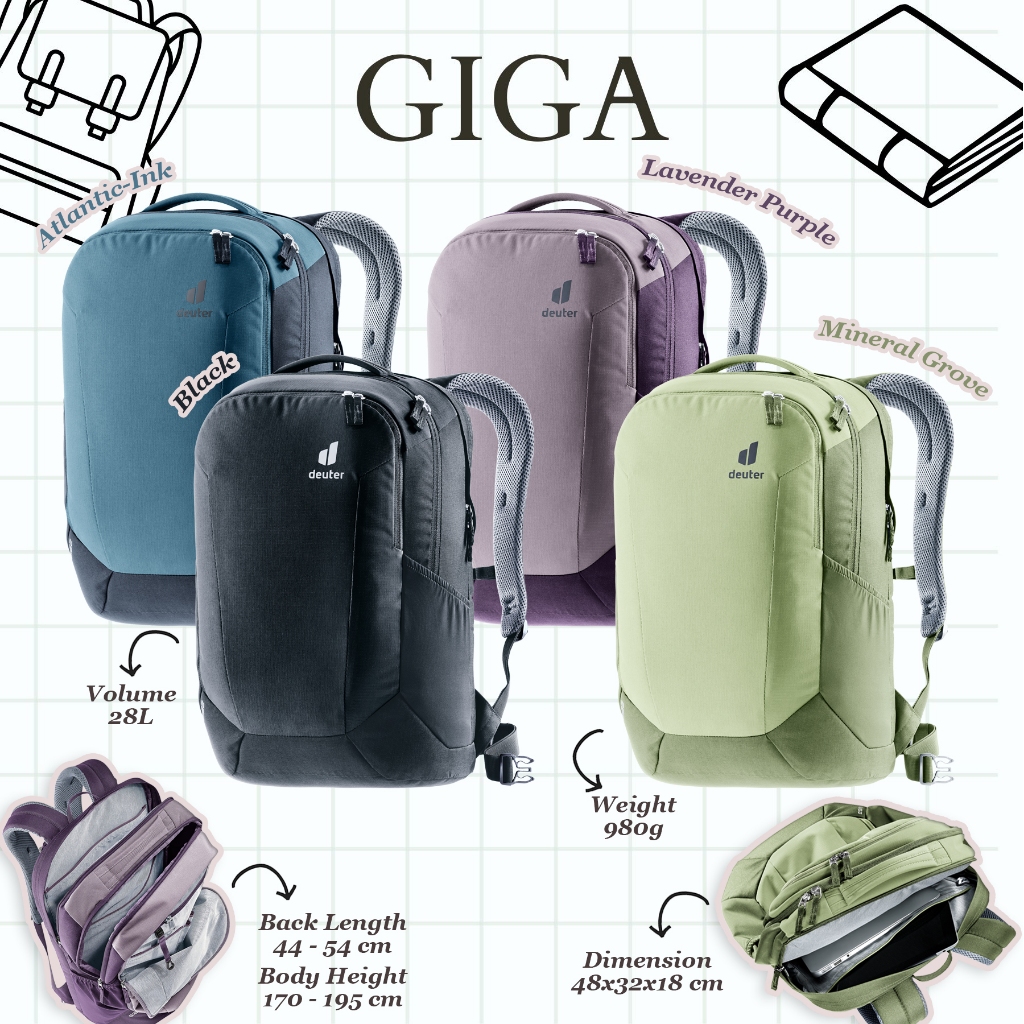 DEUTER GIGA Lifestyle Daypack | Laptop Backpack | 28 liters | Shopee ...