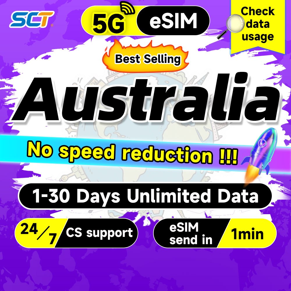 Wefly Australia eSIM 5G 1-30 Days Total 1-30GB Unlimited Data eSIM Australia eSIM Card | Shopee ...