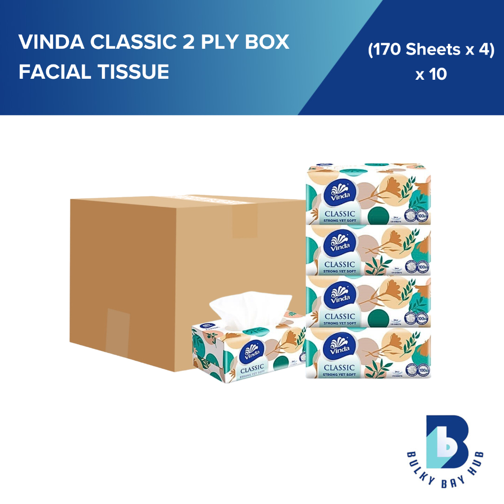 [Bundle of 10] Vinda Classic 2 Ply Box Facial Tissue (170sx4) | Shopee ...