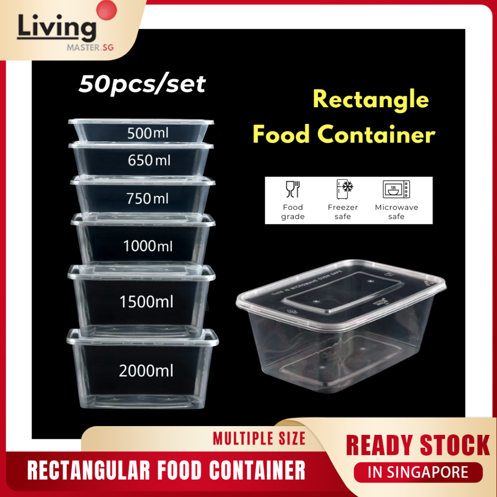 50PCS Disposable Rectangular Food Container / Fast food Plastic ...
