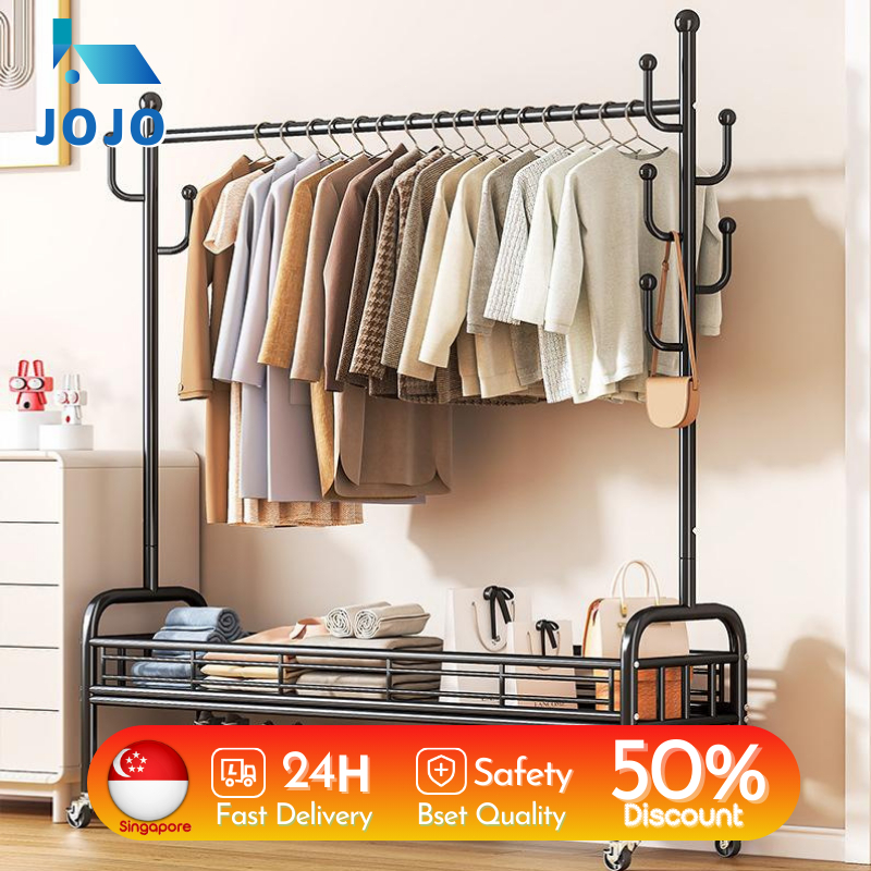 JOJO Clothes Drying Rack with Wheel Clothes Hanger Rack Balcony Shoe ...