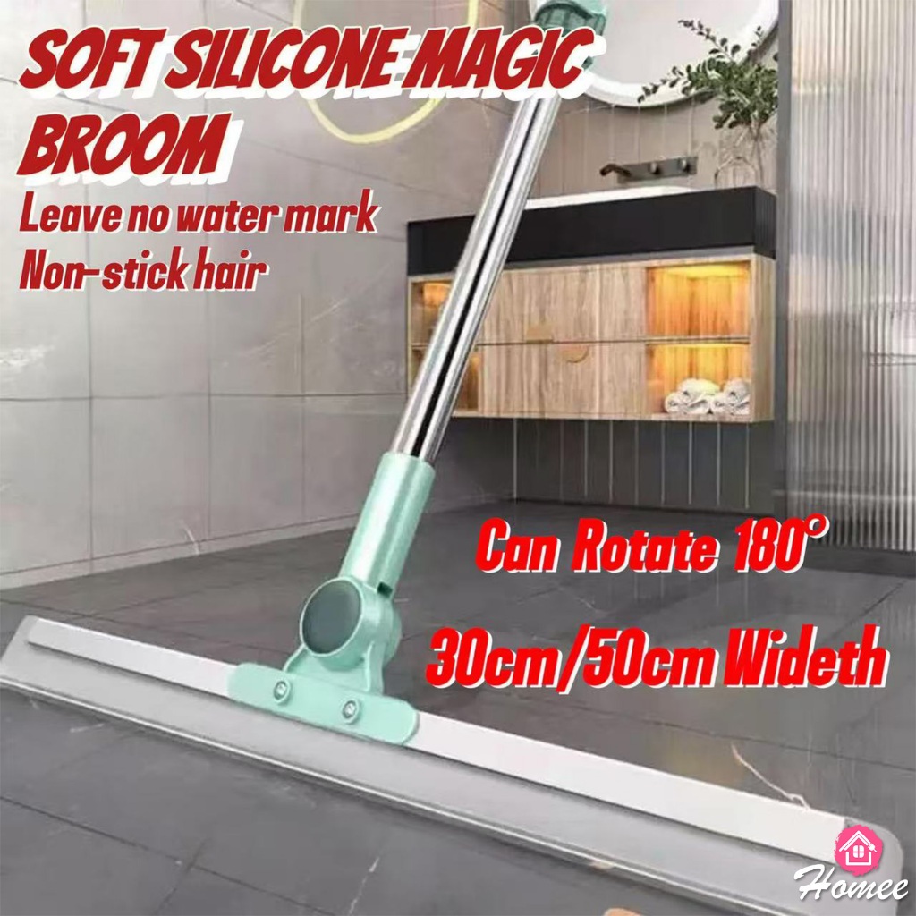 35/50CM Adjustable Angle Broom with Silicone Glass Scraper for Multi ...