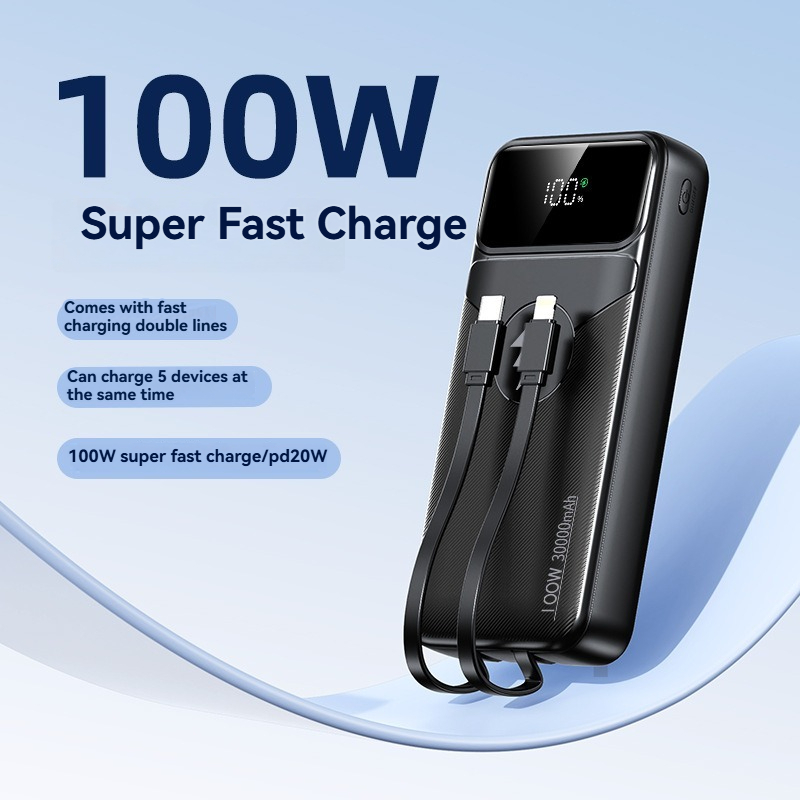100W Fast Charging Power Bank PD20W 20000 mAh External Mobile Phone ...