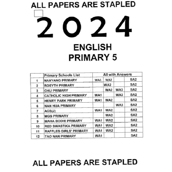 2024 - 2022 PRIMARY 5 PAST YEAR TOP SCHOOL EXAM PAPERS PRIMARY 5 ...