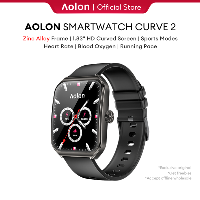 Aolon Curve 2 Smart Watch Zinc Alloy 1.83" Curved 3D Display Heart Rate ...