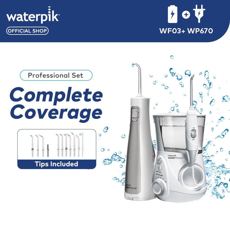 Waterpik Professional Set Water Flosser WF03 + WP670 | Shopee Singapore