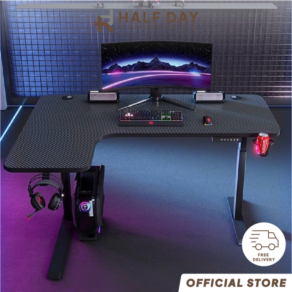 [Pre-order] Halfday - Smart Carbon Fiber RGB Corner Gaming Desk L-Shape ...