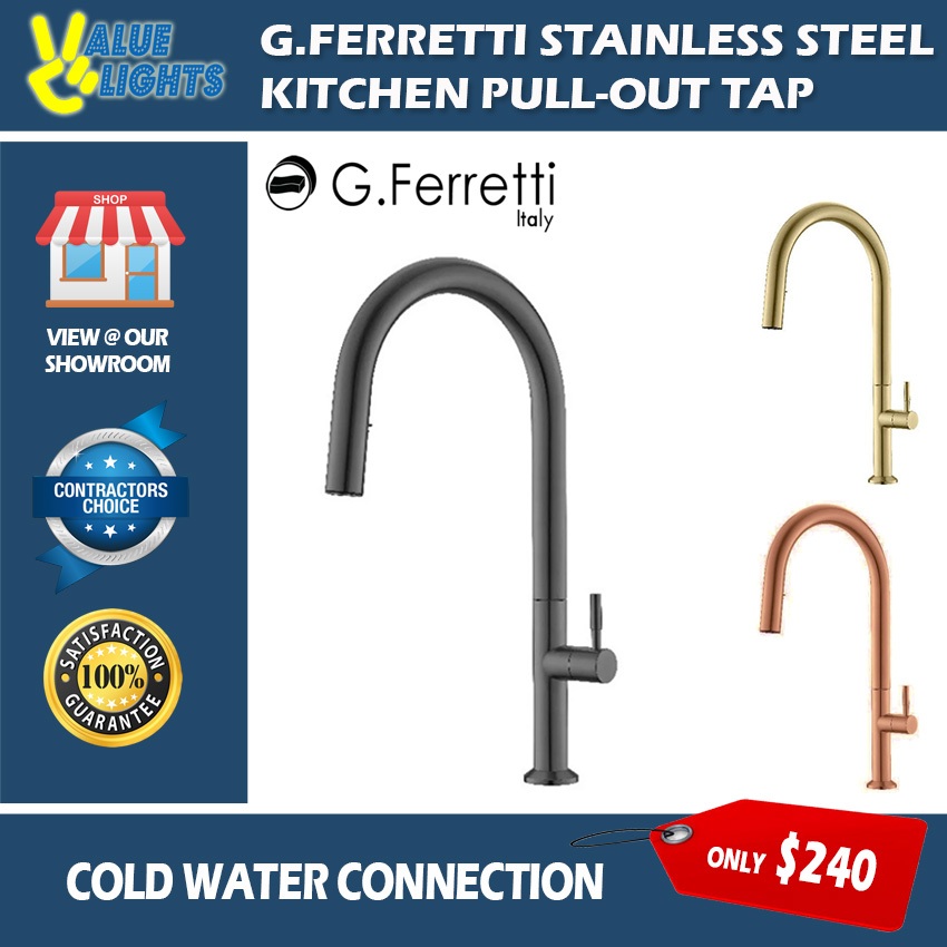 G.Ferretti Stainless Steel Kitchen Sink Pull Out Tap Cold Water ...