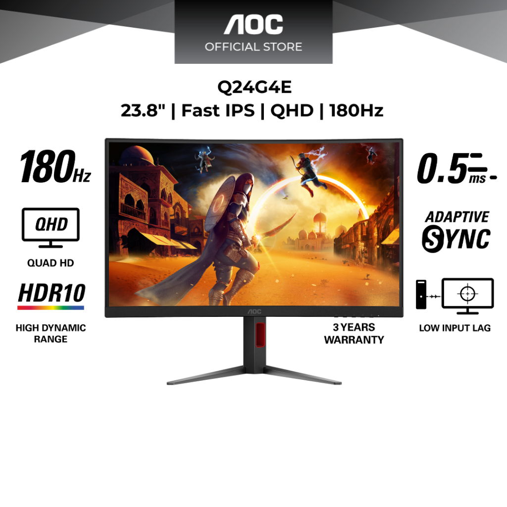 AOC Q24G4E 23.8" IPS QHD LED 180HZ Gaming Monitor | Shopee Singapore