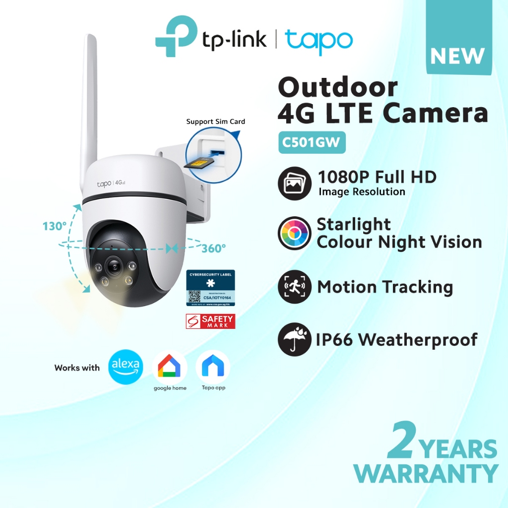 TP-Link Tapo Outdoor 4G LTE Camera C501GW With Sim Card Slot Security ...