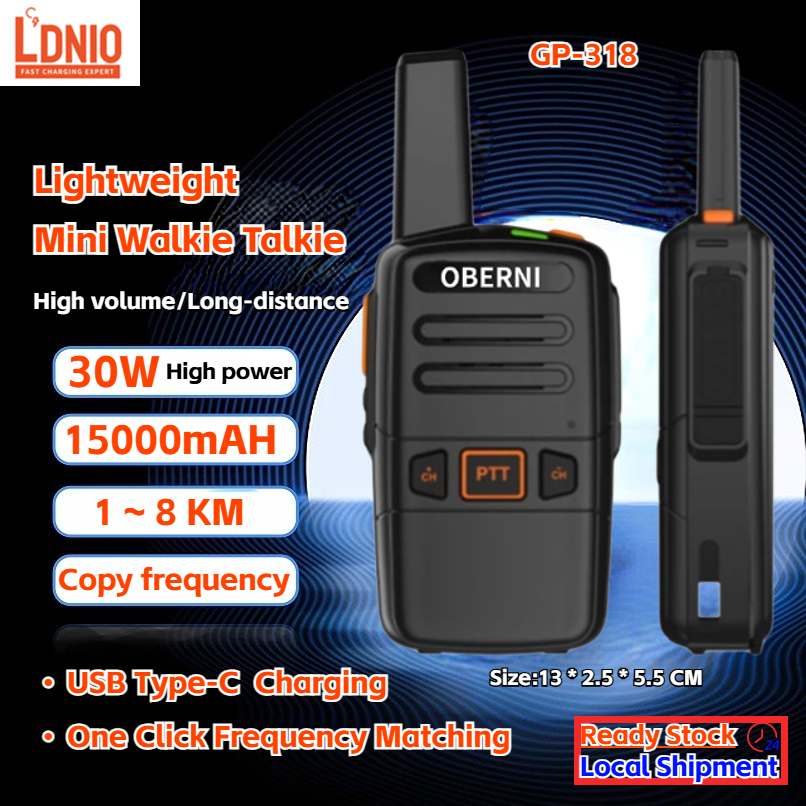 Mini Walkie Talkie 5KM Dual PTT One click frequency matching Copy frequency USB Type-C Fast ...