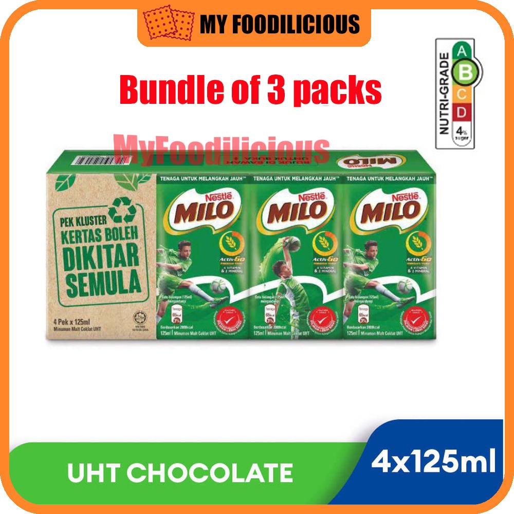 Milo Activ-Go Chocolate Malt 4 Packs x 125ml | Shopee Singapore