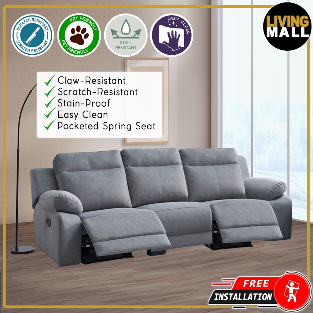 Living Mall Zarzy 1/2/3-Seater Reclining Sofa Pocketed Spring Claw ...