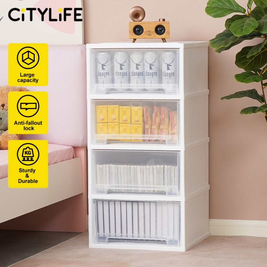 Citylife 108L 4Tier Storage Drawer Cabinet Movable Drawer Cabinet ...