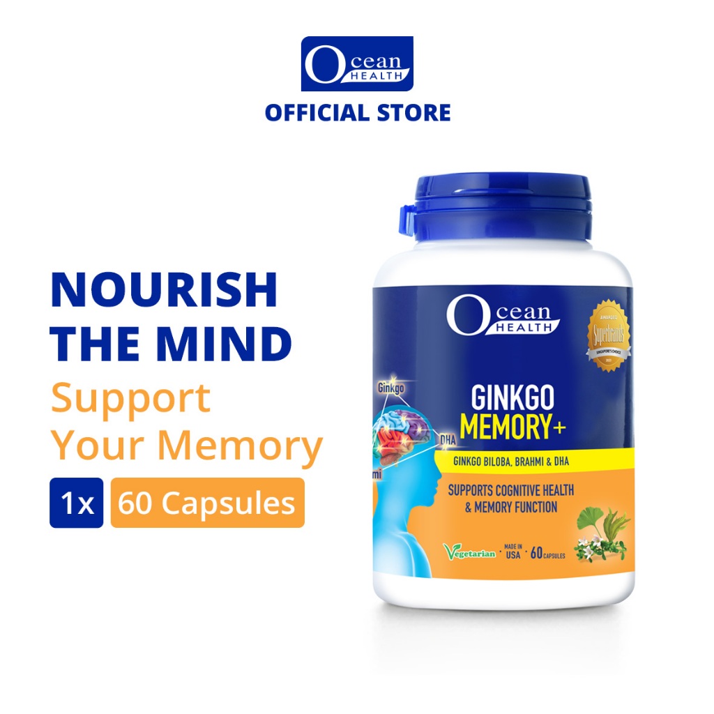 Ginkgo Memory+ (60s)- Ocean Health (Supports Cognitive Health & Memory ...