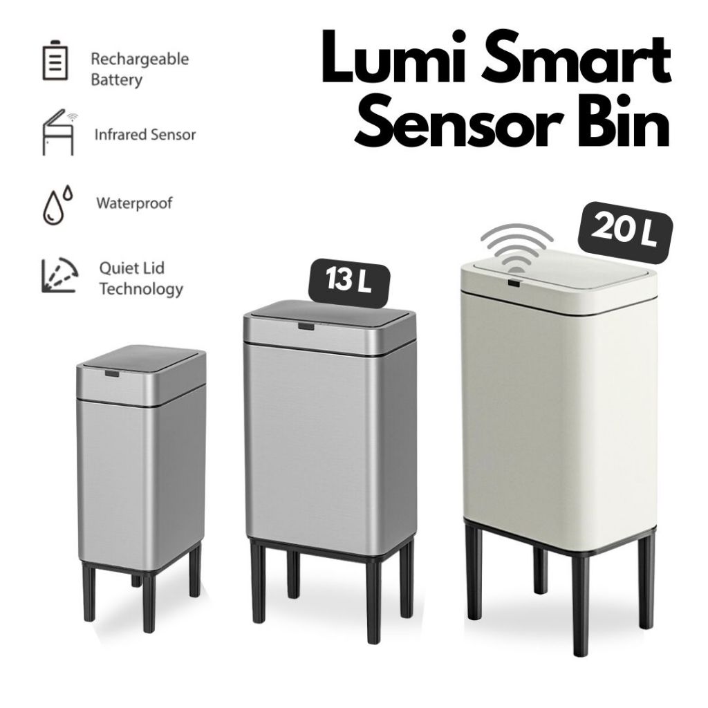 SG LUMI Minimalist Home Office Kitchen Smart Sensor Trash Bin | 3 SIZES ...