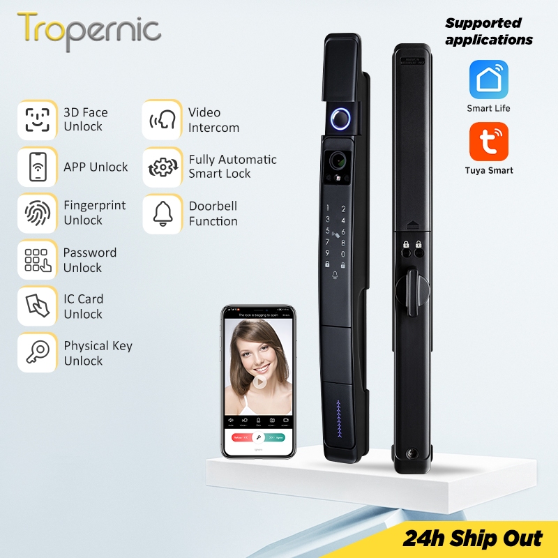 【Real Time Intercom】Tuya Smart Door Lock With Security Camera Face ...