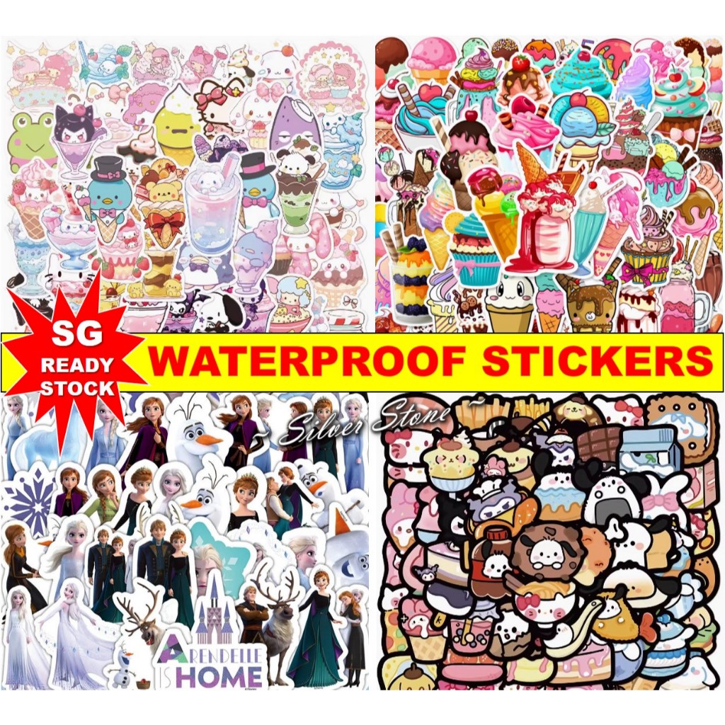 [SG READY STOCK] 50pcs Waterproof Stickers Pack PVC Vinyl Plastic ...