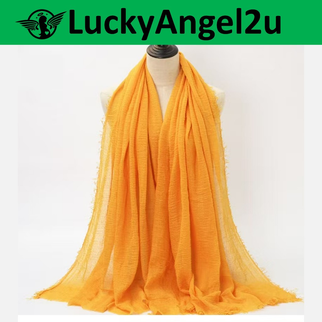 Muslim Tudung Bawal Crinkle Wrinkle Bubble Cotton Plain Shawl Arabic ...