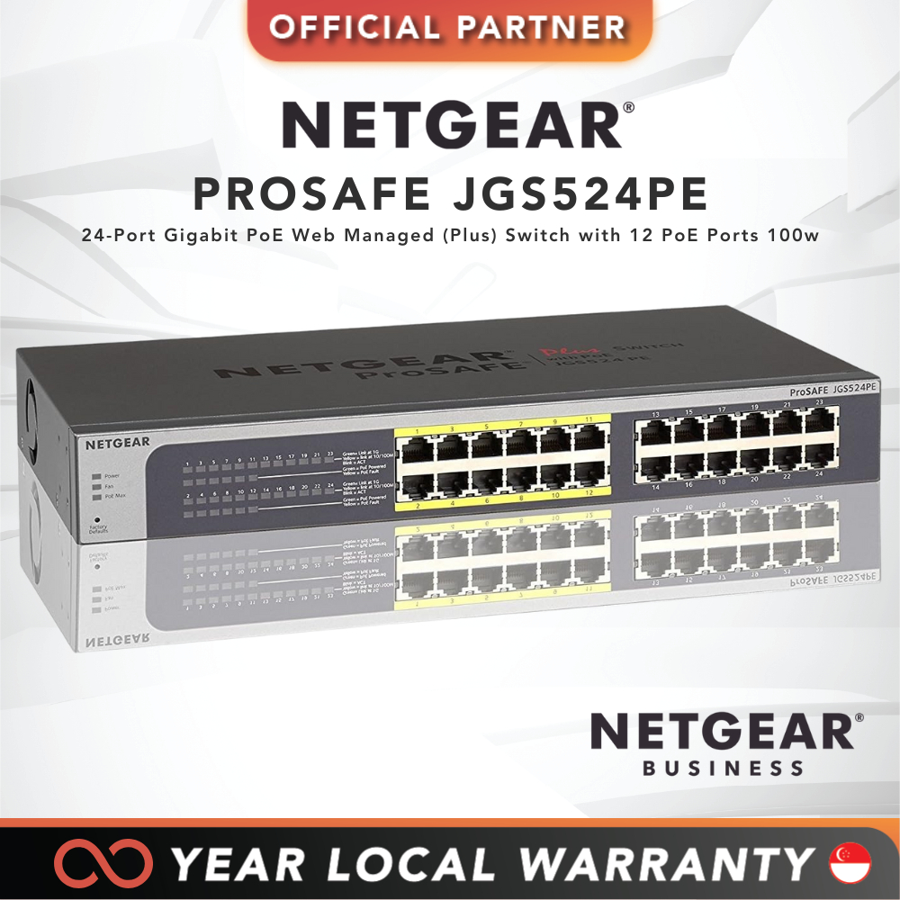 [FREE NEXT DAY] Netgear JGS524PE-100EUS | 24-Port Gigabit Plus Switch ...