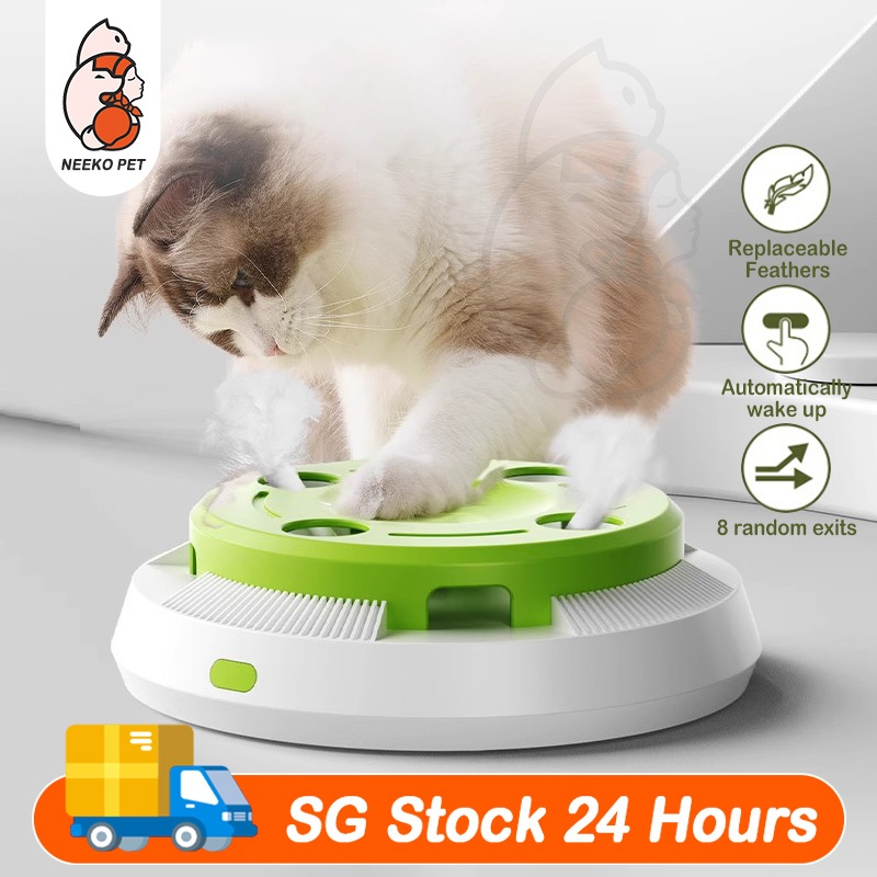 Fun Interactive Cat Toy Durable Electric Smart Flutter Rotating Kitten ...