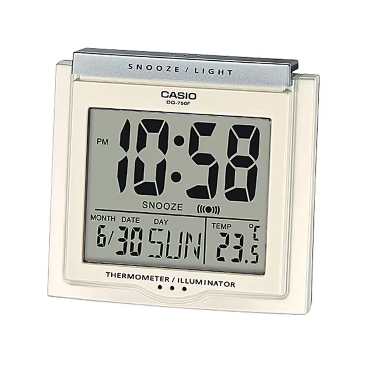 Casio Clock DQ-750F-7D White Digital Thermometer Alarm Snooze Light ...