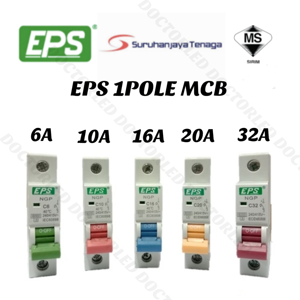 EPS 1POLE MCB 6A/10A/16A/20A/32A Miniature Circuit Breakers Sirim Approved | Shopee Singapore