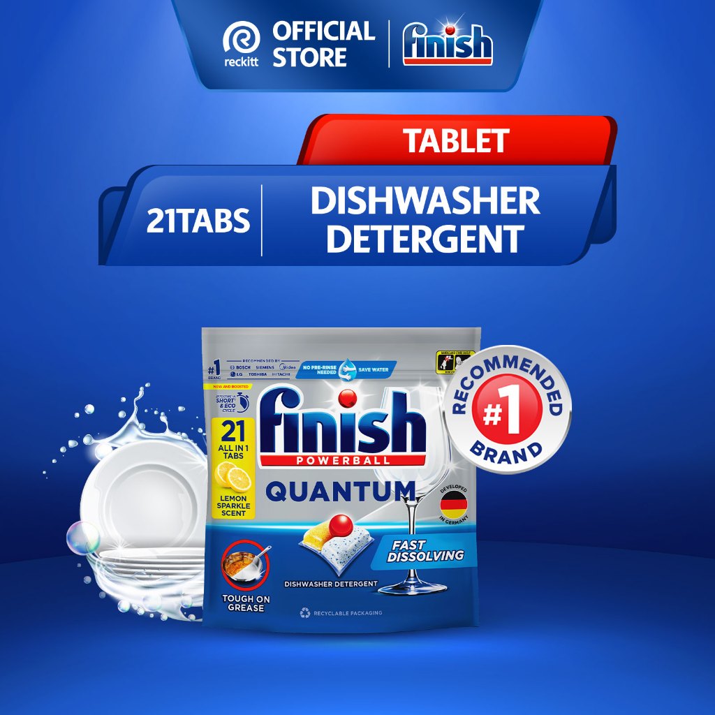 Finish Dishwasher Detergent Tablet All In One Quantum 21 tabs | Shopee ...