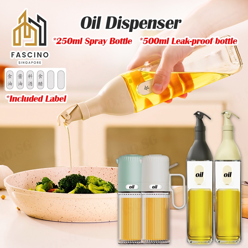 【SG】500ml Glass Cooking Oil Dispenser Olive Spray Bottle Leakproof Oil ...