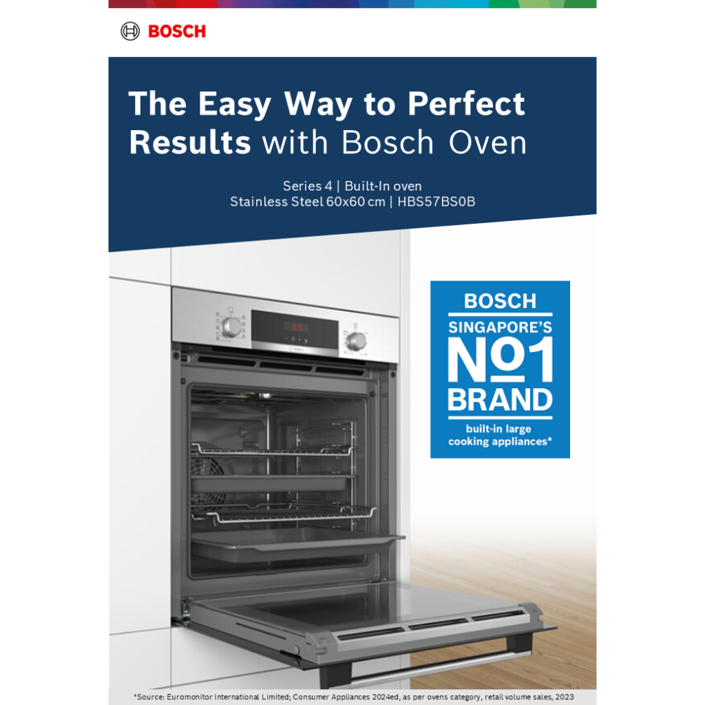Bosch HBS573BS0B Built In Convection Oven 60cm width 71L 3D hotair ...