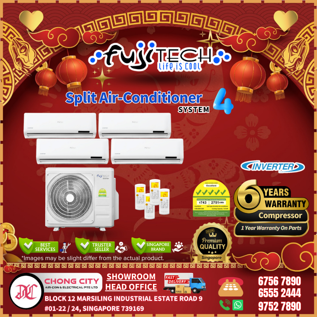FUJITECH Split Aircon System 4–1 Compressor + 4 Split Units | Energy ...