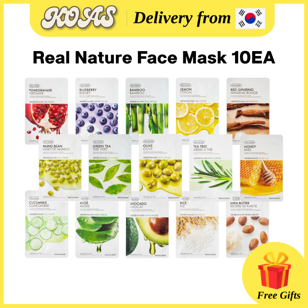 [The Face Shop] Real Nature Face Mask Sheets, 10pcs, 20g, 15Types / K ...
