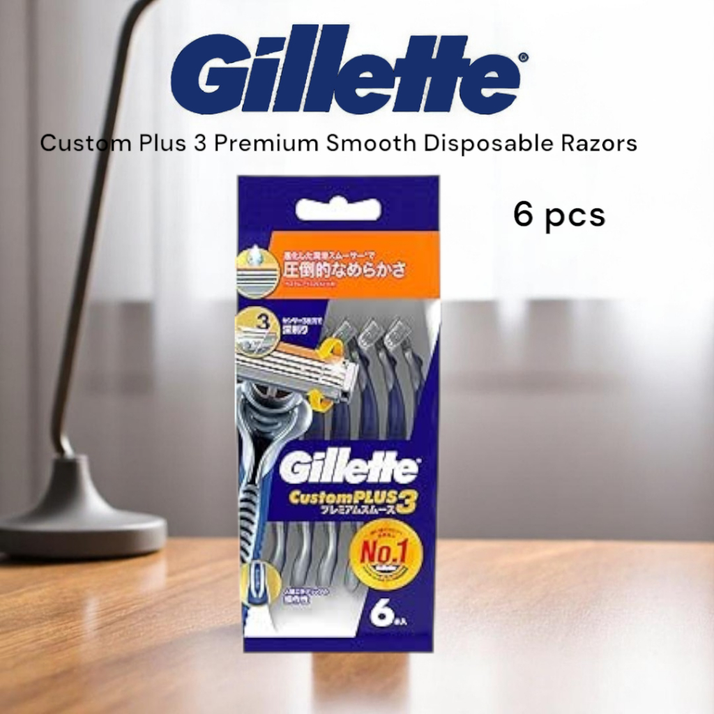 Gillette Custom Plus 3 Premium Smooth Disposable Razors, 6 pcs, Deep ...