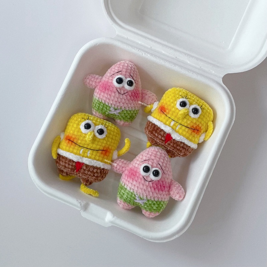 [SG instock] handicroft handmade crochet spongebob & patrick star ...