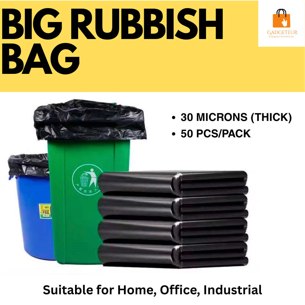 [Gadgeteur]50PCS Big trash Bag Garbage Bag Plastic Bag Rubbish Bag Bin ...