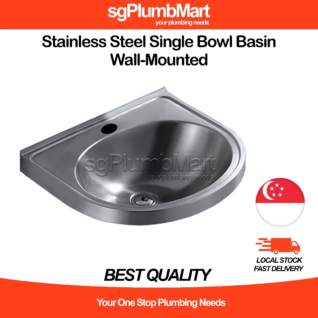 sgPlumbmart Stainless Steel Single Bowl Basin Wall-Mounted Triangle ...