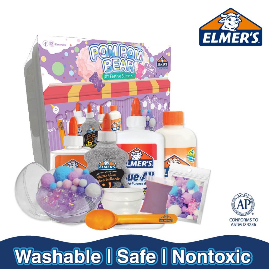 Elmer's Pom Pom Bear Lilac Slime DIY Kit| Do-it-yourself | ASMR Slime ...