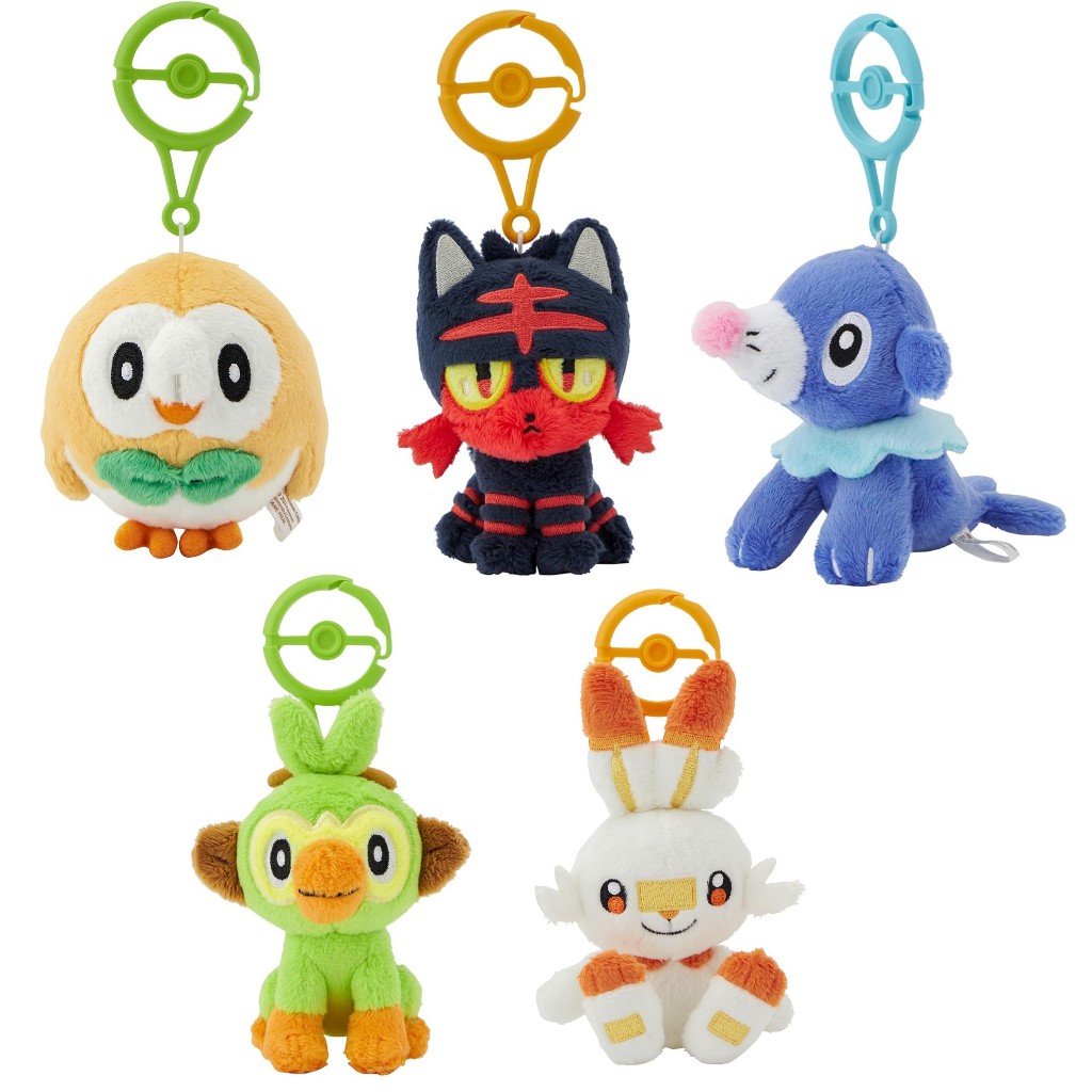 Pokémon Center Original Carabiner Mascot: Rowlet, Litten, Popplio, Grookey, Scorbunny Japan ...