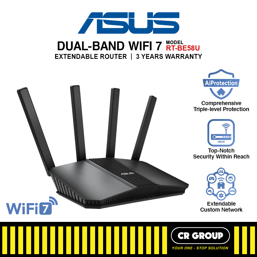 ASUS RT-BE58U Dual Band WiFi 7 Extendable Gaming Router - Up to 3600 ...