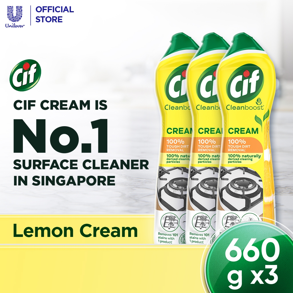 Cif Multi-Surface Cleaning Cream Lemon 660g - Pack of 3 | Shopee Singapore