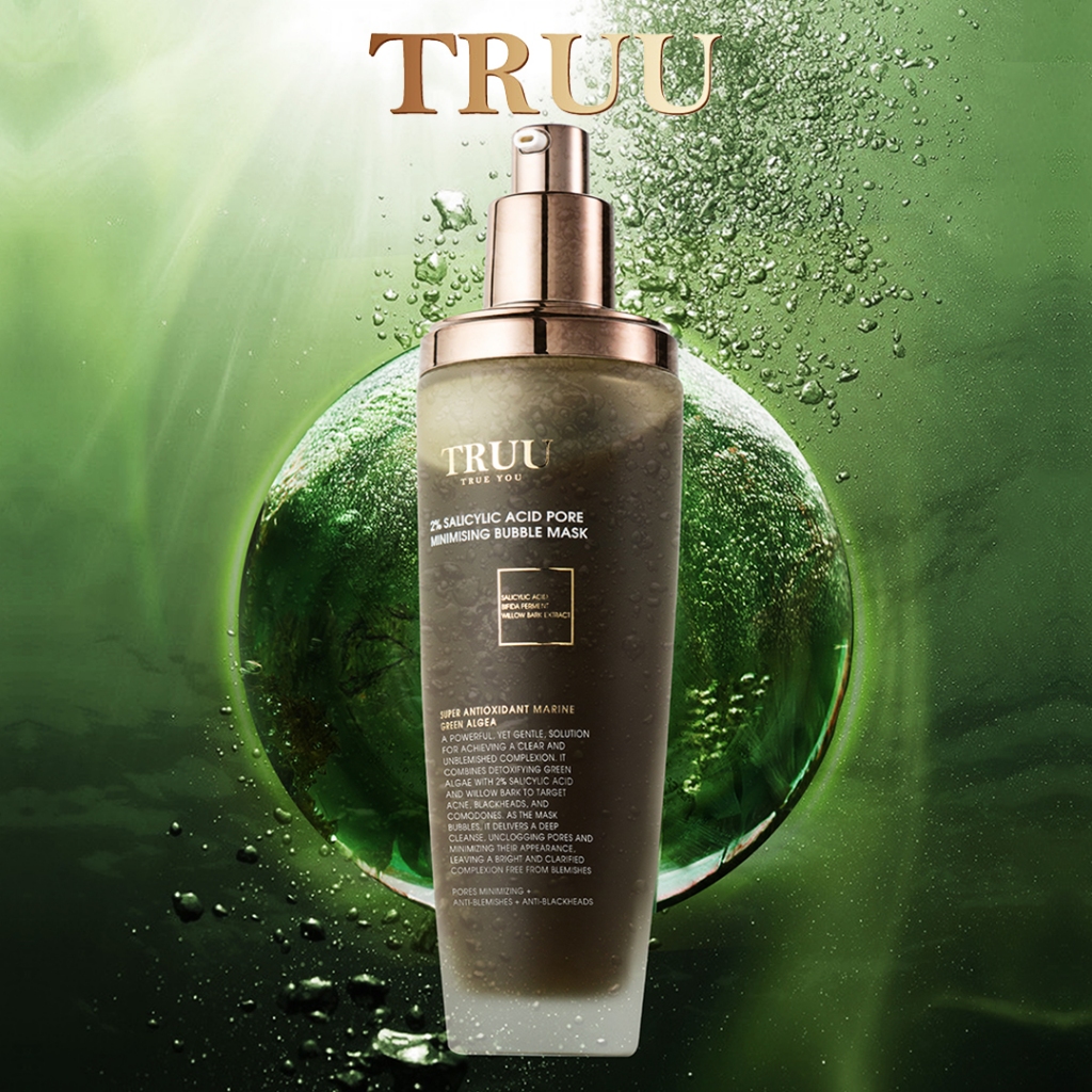 TRUU 2% Salicylic Acid Pore Minimising Bubble Mask 120ML Acne Pores Blackheads Oily Combination ...