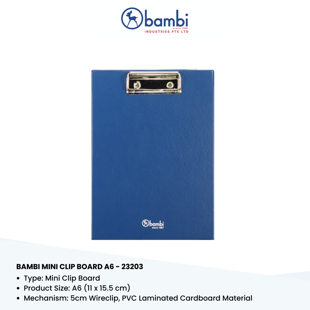 Bambi PVC Mini Wire Clipboard A6 - 23203 | Shopee Singapore